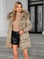 China ICEBERA Bio Fluff Women's Winter Coat with Fox Fur Collar - Mid-Length Waterproof Parka, Machine Washable for sale
