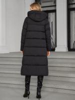 China Women Hooded Long Winter Coat Down Fill Waterproof Windproof Dark Color Sizes 42-50 for sale
