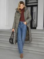 China Bio Fluff Women Hooded Thickened Long Cotton Coat Slanted Placket Pleats Size 42-50 for sale