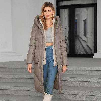 China Detachable Lining Fashion Down Cotton Jacket Long Women Coat Winter Warm Size 42-50 for sale