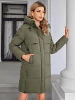 China Classic Four Pocket Mid-Length Thickened Down Jacket Women Winter Coat Machine Washable Bio Down Dark Colors Size 42-50 for sale