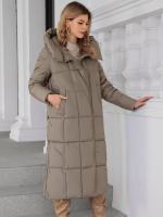 China ICEBERA Women Long Winter Coat Graphene Self-Heating Lining Lower Knee Length Magnetic Closure for sale