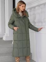 China 115cm Long Women Graphene Self Heating Jacket Dark Colors Winter Warmth Weather Resistant Hooked Lower Knees Length for sale