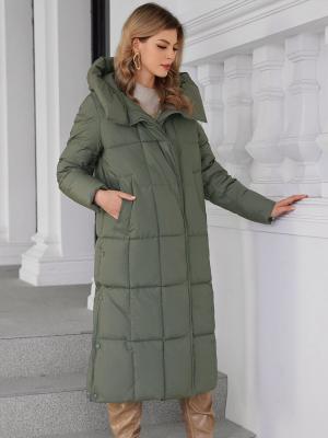 China 115cm Long Women Graphene Self Heating Jacket Dark Colors Winter Warmth Weather Resistant Hooked Lower Knees Length for sale