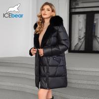 China Real Fox Fur Collar Mid Length Down Jacket Oblique Placket Design 42-50 Size for sale