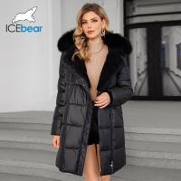 China Real Fox Fur Collar Mid Length Down Jacket Oblique Placket Design 42-50 Size for sale