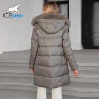 China Real Fox Fur Collar Mid Length Down Jacket Oblique Placket Design Sizes 42-50 for sale
