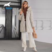 China Winter Mid Length Down Jacket for Women 50-60 Sizes Detachable Mink Fur Hood for sale