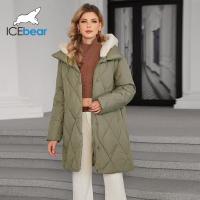 China ICEBERA Bio Fluff Woman Coat Thickened Mid Length Down Jacket with Detachable Mink Fur Hat Size 50-60 for sale