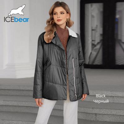China Women Thin Cotton Jacket Imitation Fur Collar Loose Fit Coat Spring Autumn Size 46-54 for sale