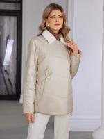 China ICEBERA Women Padded Coat Short Double Pockets Faux Fur Collar Size 46-54 Autumn Winter for sale