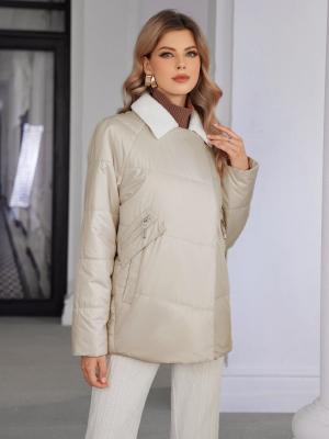 China ICEBERA Women Padded Coat Short Double Pockets Faux Fur Collar Size 46-54 Autumn Winter for sale