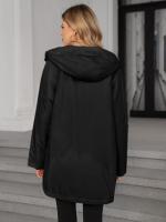 China Woman Spring Autumn Coat with Knitted Collar Adjustable Drawstrings and Comfortable Polyester Lining for sale