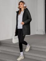 China Women Spring Autumn Coat Knitted Collar Drawstring Breathable Layering Cotton Polyester Blend for sale