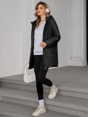China Women Spring Autumn Coat Knitted Collar Drawstring Breathable Layering Cotton Polyester Blend for sale