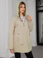 China Woman Spring Autumn Coat with Polyester Lining Side Pockets and Adjustable Drawstrings for Casual Outerwear for sale