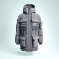 China icebear Woman Winter Coat Self-Heating Lining Long Sleeve Waterproof Big Pockets Cotton Filling for sale