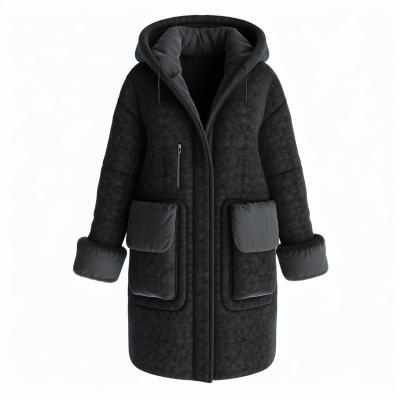 China Icebear Women Winter Coat Self-Heating Lining Waterproof Hooded Long Sleeve Thicken Downcoat with Big Pockets for sale