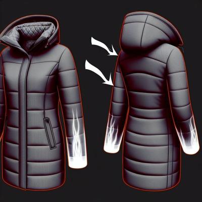 China Women Winter Coat Self-Heating Lining Thicken Weather Resistant Long Sleeve Hooded Cotton Filled for sale