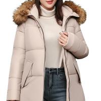 China Women Winter Coat with Hood Thicken Cotton Filling Self-Heating Lining Big Pockets Long Sleeve for sale