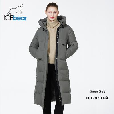 China Premium Gray Long Down Cotton Coat Dual Style Hooded Collar for Winter Warmth 155 175cm for sale