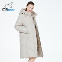 China Women's Long Khaki Puffer Coat 100cm Winter Down Jacket with Adjustable Hood for sale
