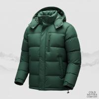 China Bio-based Down Recycled Polyester Heavy Down Jacket Men Stand Collar Hood 101-107.6cm Length for sale