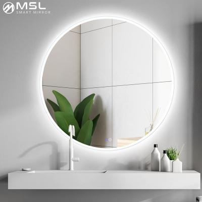China Touch Sensor LED Backlit Bathroom Mirror 24W 12V IP44 Waterproof with Anti-Fog and Smart Display for sale