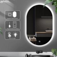 China Customizable 12V LED Backlit Vanity Mirror with Bluetooth, Anti-Fog Technology and 3000K-6000K Adjustable Lighting for sale