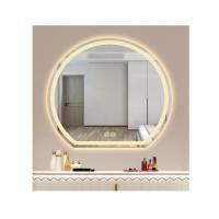 China Customized LED Round Bathroom Mirror Aluminum Frame 12V Voltage Illuminated Vanity Mirror for sale