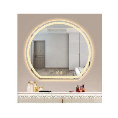 China Customized LED Round Bathroom Mirror Aluminum Frame 12V Voltage Illuminated Vanity Mirror for sale