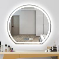 China Customized LED Round Bathroom Mirror Aluminum Frame 12V Voltage Illuminated Vanity Mirror for sale