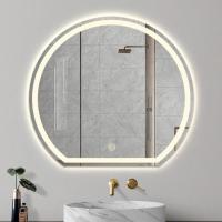 China Customized LED Round Bathroom Mirror Aluminum Frame 12V Voltage Illuminated Vanity Mirror for sale