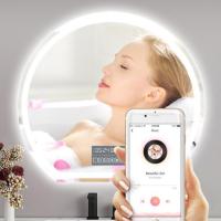 China Customized LED Round Bathroom Mirror Aluminum Frame 12V Voltage Illuminated Vanity Mirror for sale
