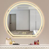 China Customized LED Round Bathroom Mirror Aluminum Frame 12V Voltage Illuminated Vanity Mirror for sale