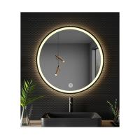 China Round LED Bathroom Mirror 12V Dimmable 3000K-6000K Black Illuminated Custom Size for sale