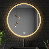 China Round LED Bathroom Mirror 12V Dimmable 3000K-6000K Black Illuminated Custom Size for sale