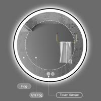 China Round LED Bathroom Mirror 12V Dimmable 3000K-6000K Black Illuminated Custom Size for sale
