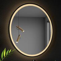 China Round LED Bathroom Mirror 12V Dimmable 3000K-6000K Black Illuminated Custom Size for sale