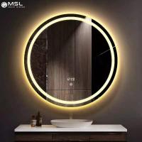 China 800×600mm Round LED Bathroom Mirror with Touch Screen, 24W IP44 Waterproof, 2800-6500K Color Temperature for sale