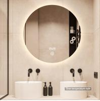 China 3200K Round Backlit LED Mirror with Smart Touch Control - 12V, 50,000 Hour Lifespan, Customizable Size and Functions for sale