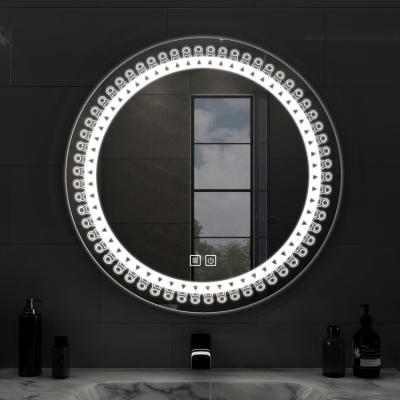 China Luxury LED Toilet Mirror Copper Free Anti Fog Shower Mirror 5mm 12V for sale