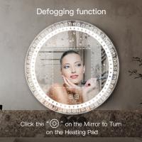 China Luxury LED Toilet Mirror Copper Free Anti Fog Shower Mirror 5mm 12V for sale