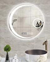 China Silver Round LED Bathroom Mirror with 6500K Lighting, 12V Voltage, Custom Sizes and 3-Year Warranty for sale