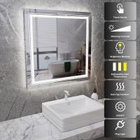China 36 Inch IP44 LED Square Bathroom Mirror with Anti-Fog, Dimmable 3000K-6000K Lighting and 12V Operation for sale