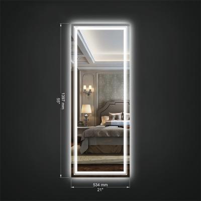 China Custom LED Floor Full Length Mirror 3000K-6000K CCT Dimmable with Anti-Fog 12V Voltage for Home Hotel Salon for sale