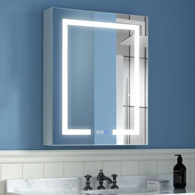 China Custom LED Medicine Cabinet Wall Mounted Mirror 12V 3000K-6000K Stainless Steel with Anti-Fog & Bluetooth for sale