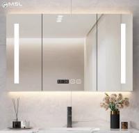 China Intelligent Triple Door Medicine Cabinet with 5mm Smart Mirror, 12V LED Lighting and Anti-Fog Technology for sale