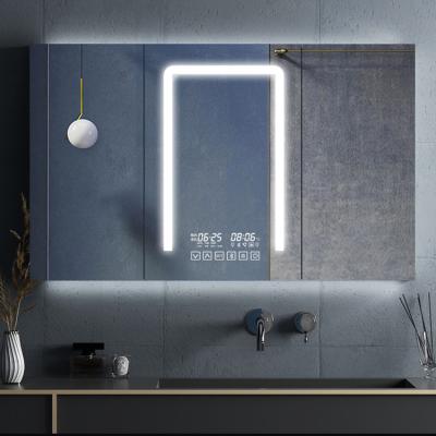 China Aluminum LED Bathroom Mirror Cabinet with Anti-Fog and Adjustable 3000K-6000K Lighting - 12V 50,000 Hour LED Lifespan for sale