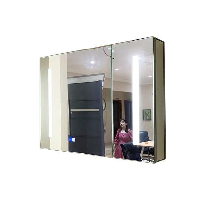 China Customized LED Illuminated Mirror Cabinet 3mm Lighted Medicine Cabinet 3000K 12V with Anti-Fog and Dimmable Features for sale